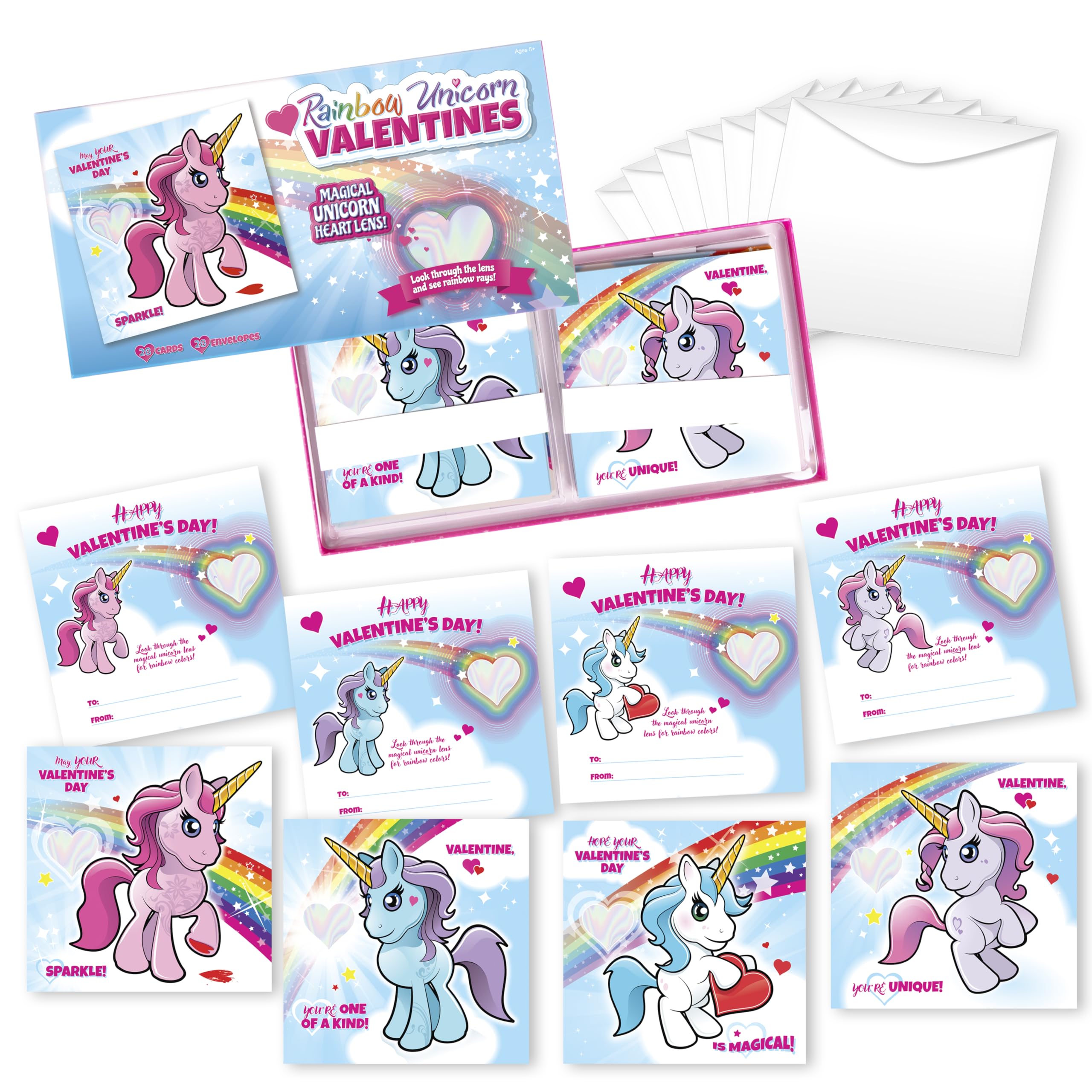 Snapklik.com : Kangaroo 28 Pack Rainbow Unicorn Valentines Day Cards ...