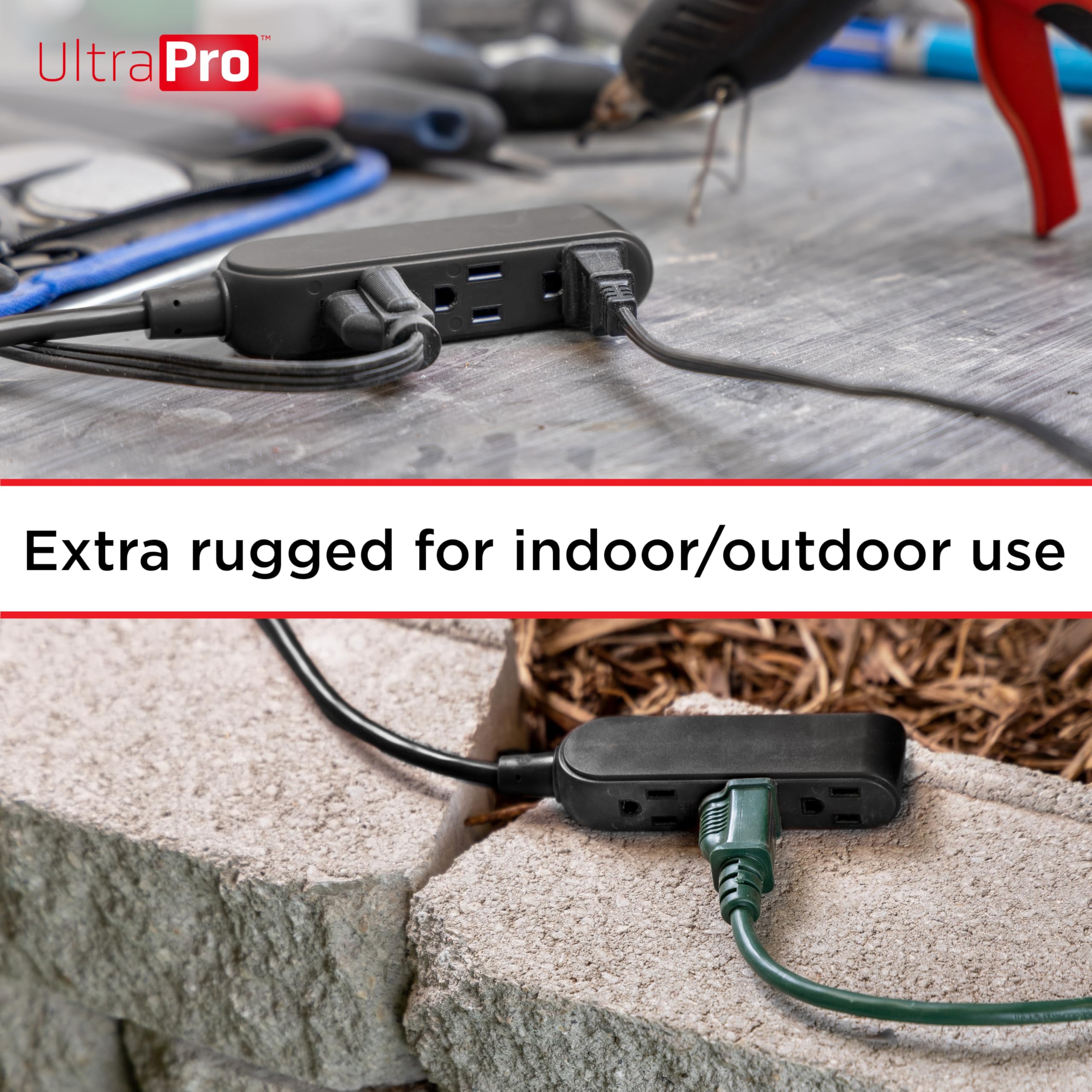 Snapklik.com : UltraPro 15 Ft Indoor Extension Cords 2 Pack 3 Outlet ...