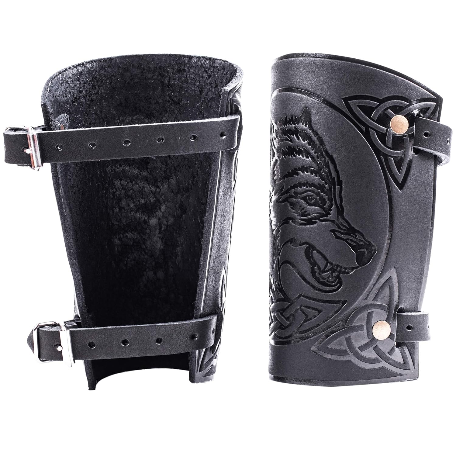 Amazon.com: Stahlgilde Leather Handmade Wrist Cuffs Bracers - LARP ...
