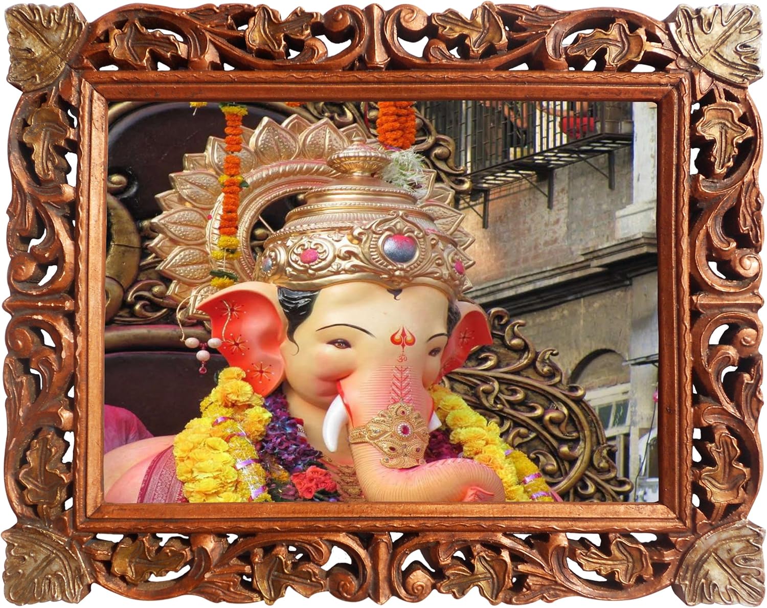 Amazon.com - Lord Ganpati Ganesha Poster Frame in Handcrafted Wood ...