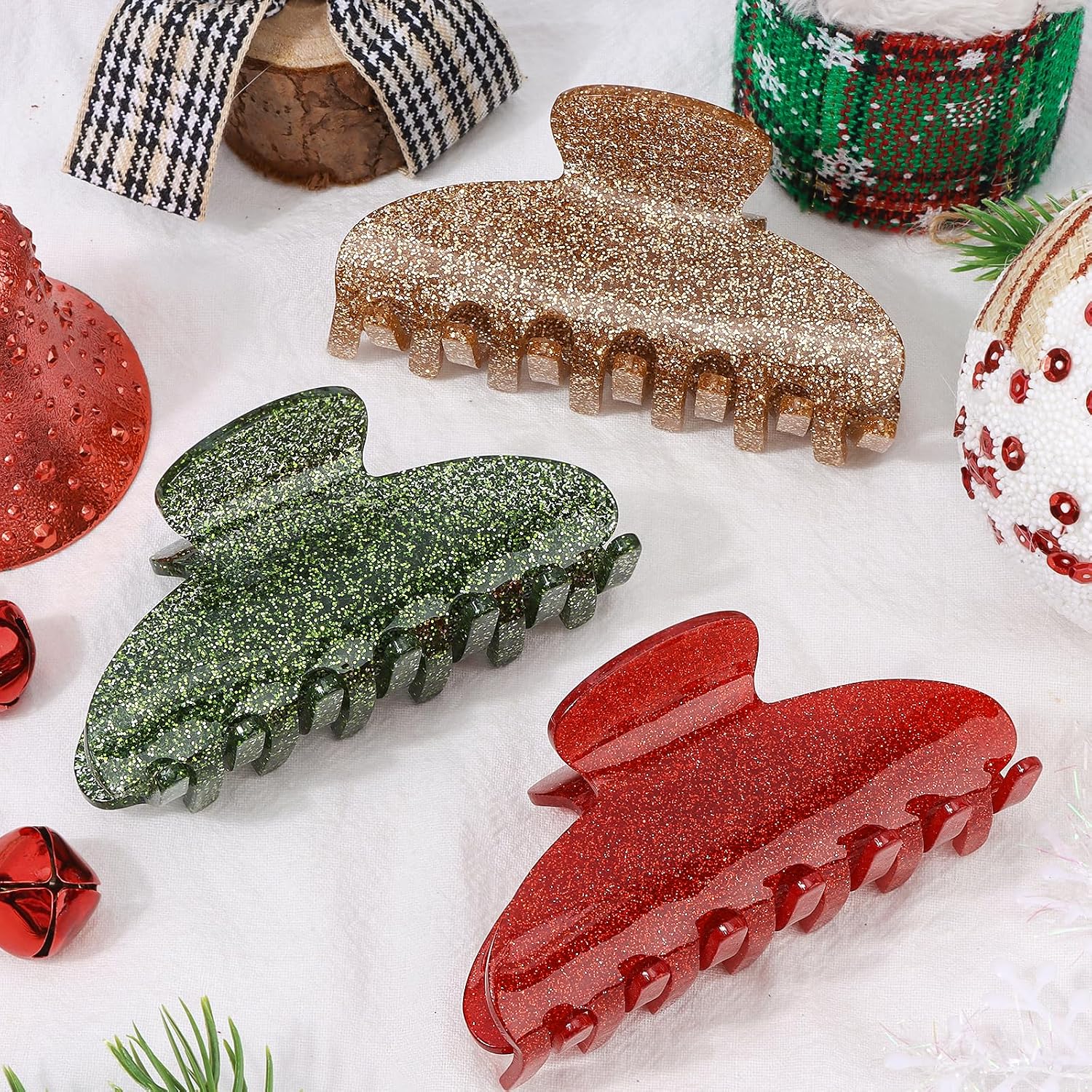 Amazon.com: Christmas Claw Clips for Women Red Green Gold Clips for ...