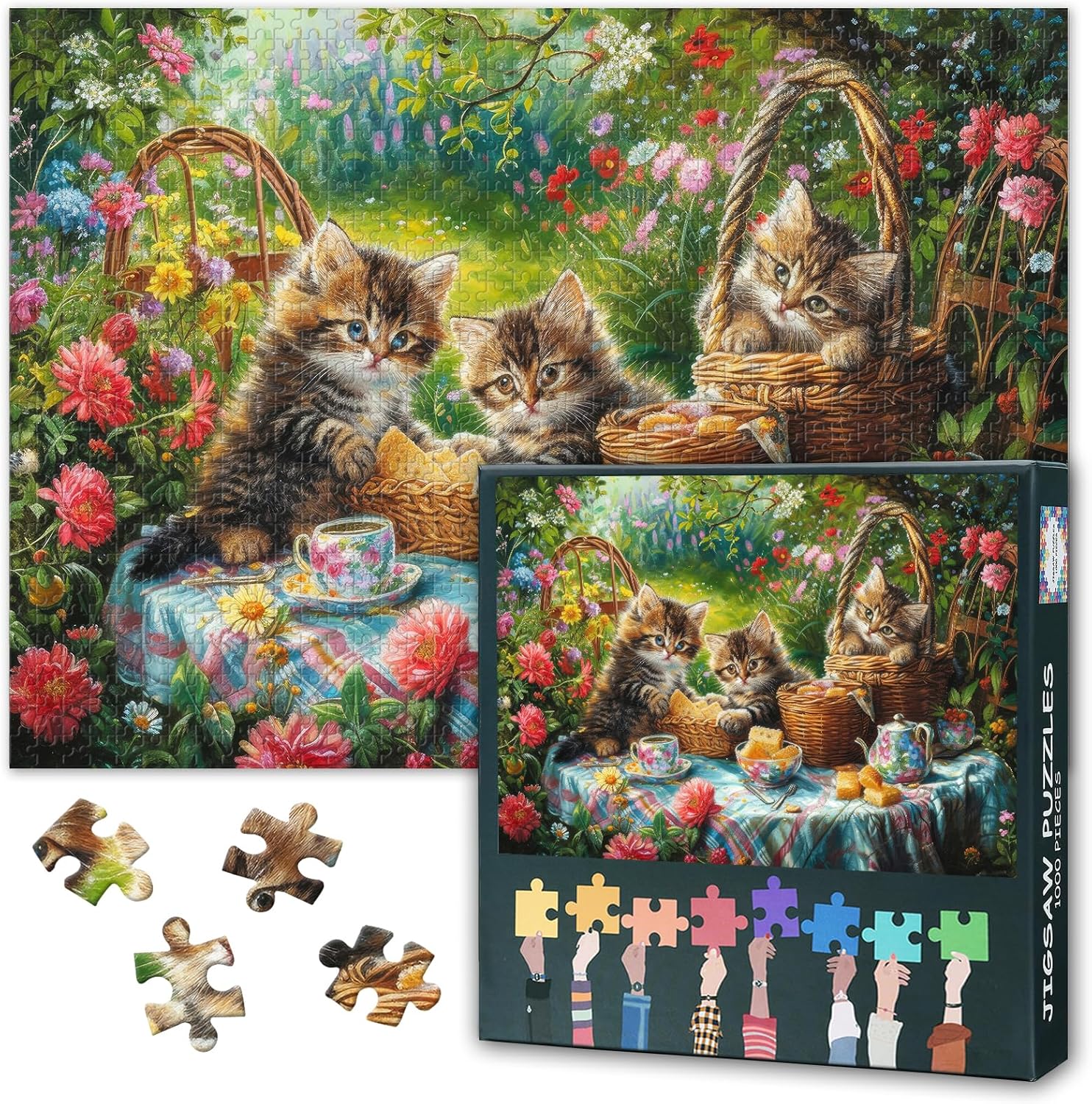 Amazon.com: Cats 1000 Piece Puzzle for Adults - Premium 1000-Piece ...