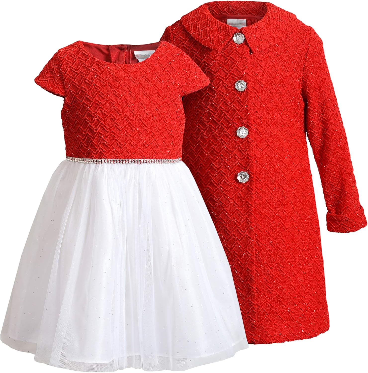 Amazon.com: Youngland Girls' One Size Textured Knit Coat Set with Faux ...