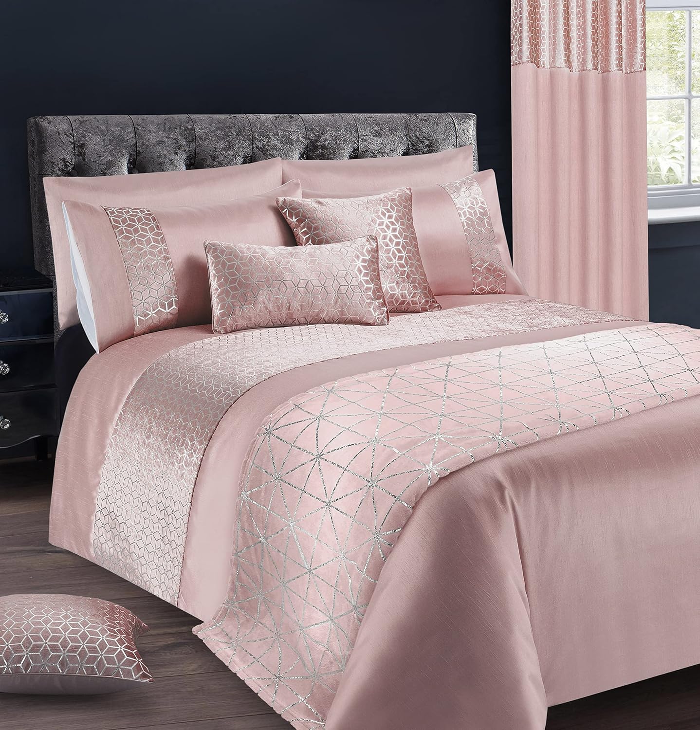 Intimates Luxury Sparkle Duvet Cover and Pillowcase Set Embossed Silver ...