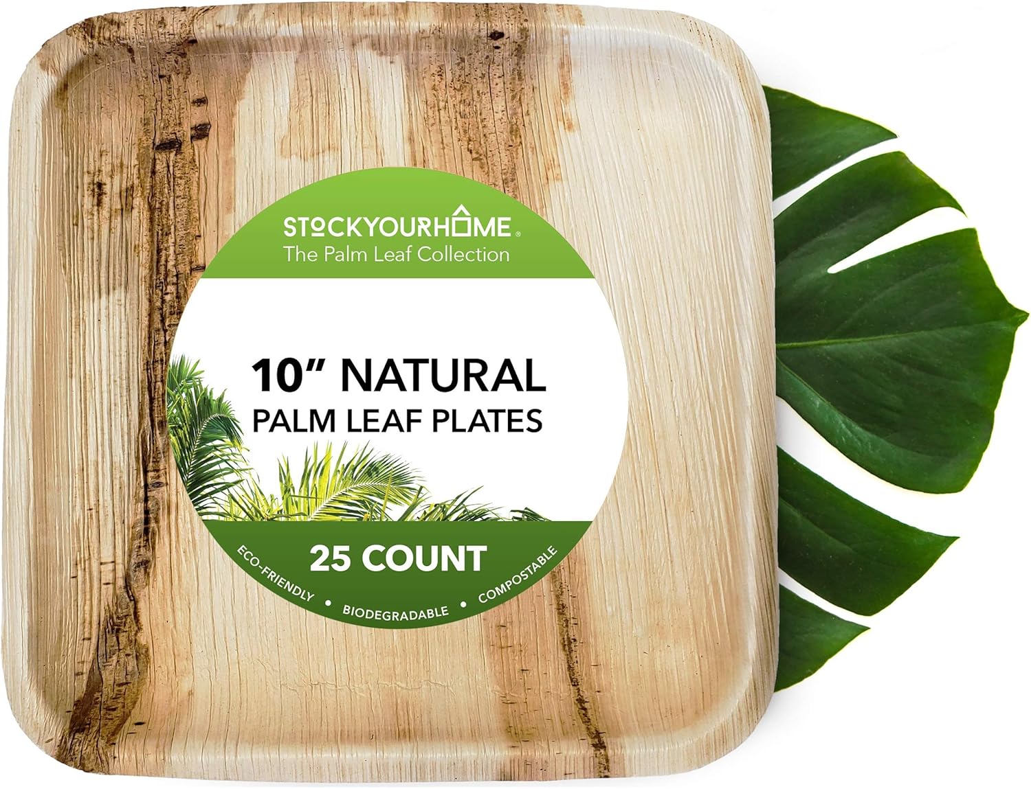 Amazon.com: Stock Your Home 10 Inch Palm Leaf Plates (25 Count) - Large ...