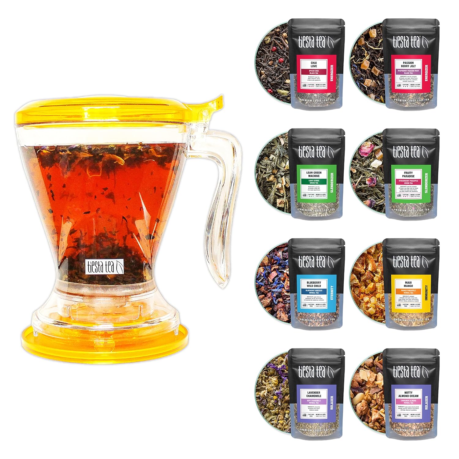 Amazon.com : Tiesta Tea Top 8 Favorites Tea Sampler Set and Brewmaster ...