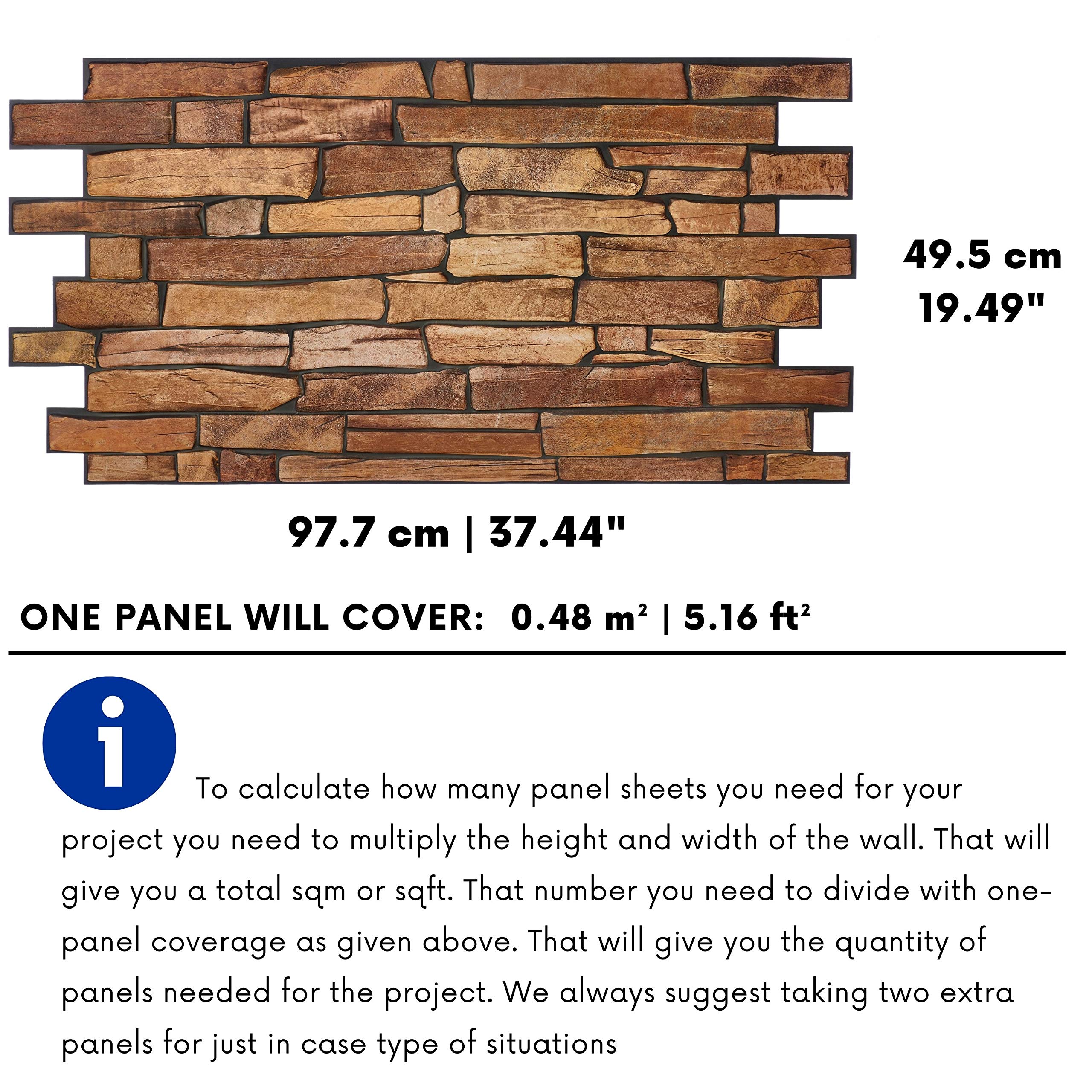 Buy Stone Slate Effect Wall Panelling - Set of 4 Panels 1.93 m² | 20.74 ft² - Universal Use ...