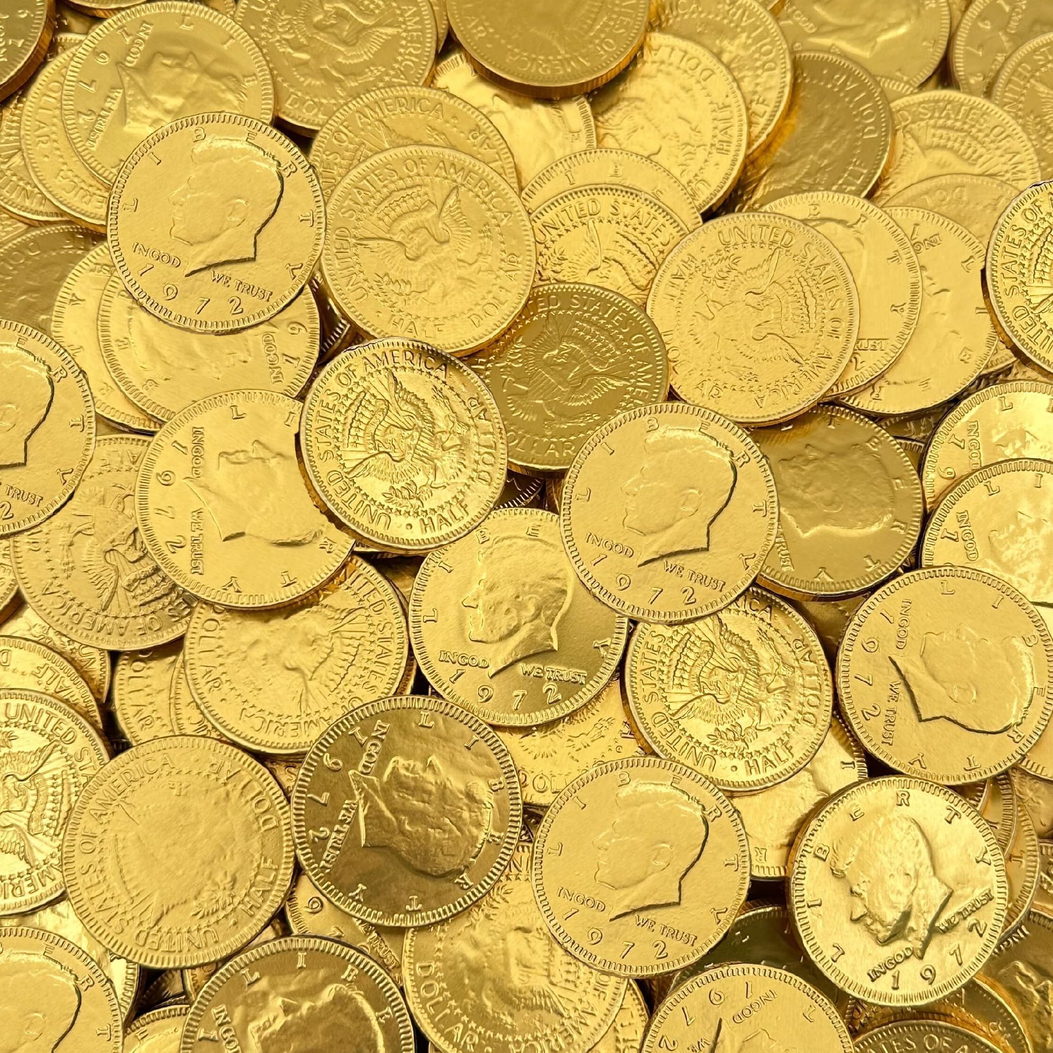 Amazon.com: Solid Milk Chocolate Large Kennedy Gold Coins - 2 Full ...
