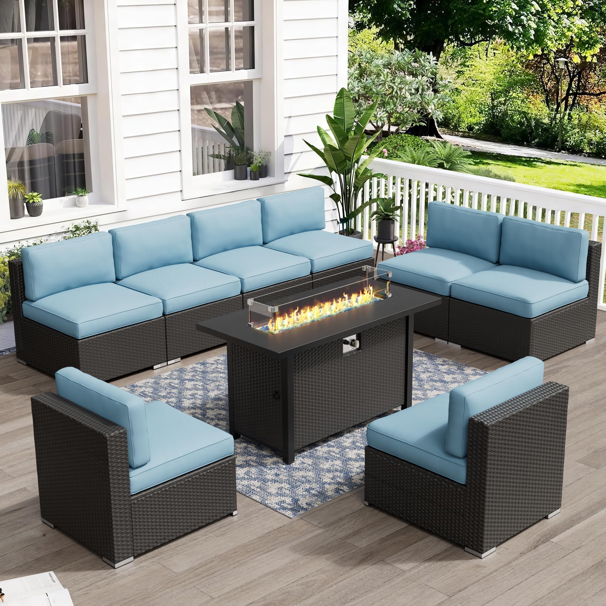 Amazon.com: SUNCROWN 9-Piece Outdoor Patio Furniture Set, All Weather ...