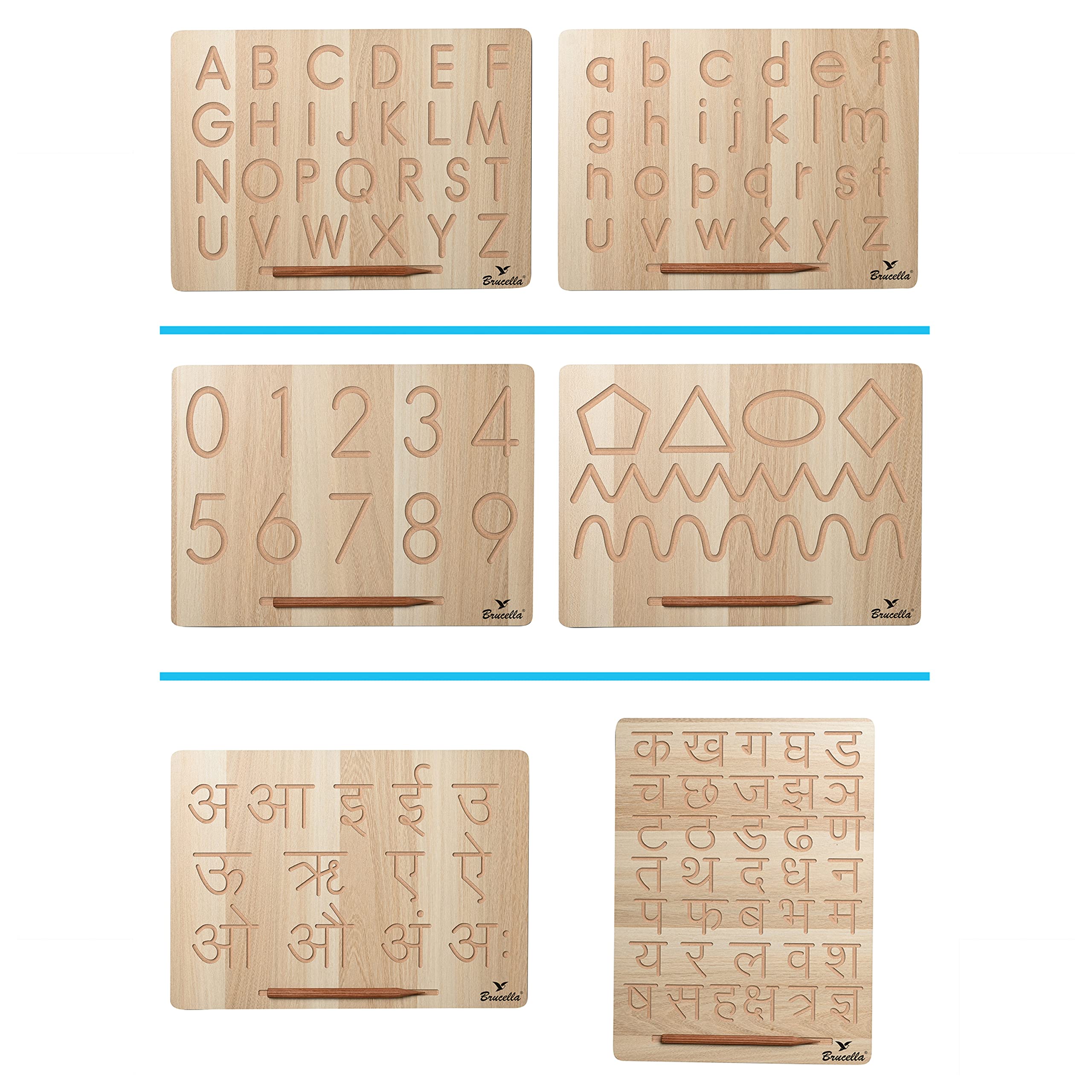 Buy Brucella Wooden Learning Educational Alphabet Numbers Pattern ...