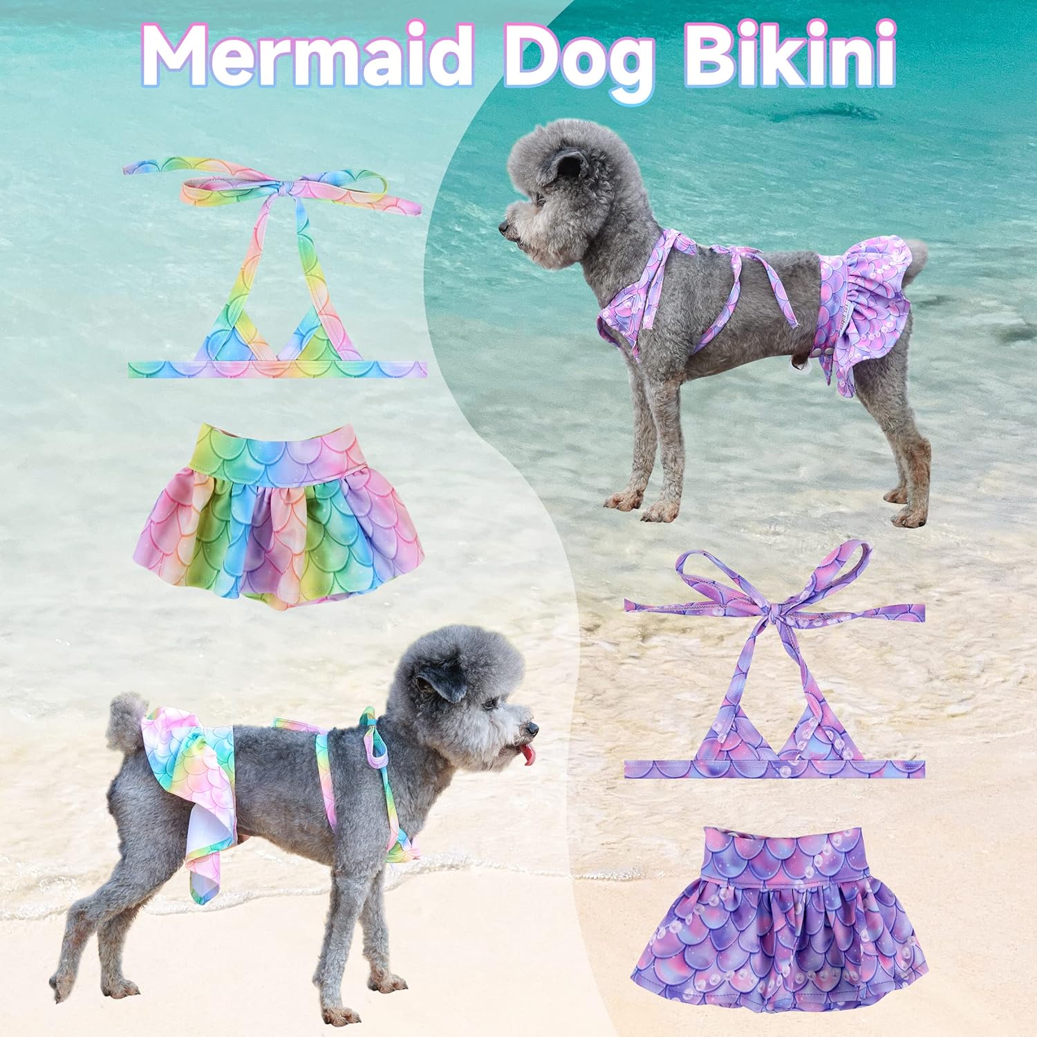Buy Fuz Bigaza Mermaid Dog Bikini Swimsuit for Small Dogs Puppies ...