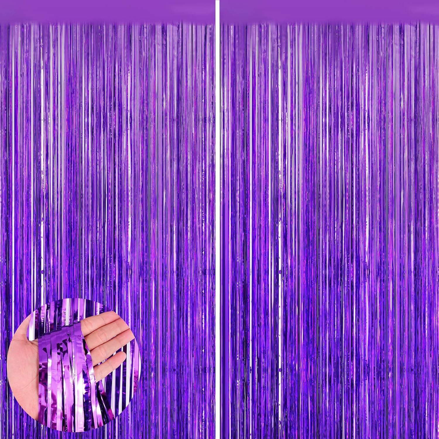 Amazon.com: Purple 2 Pack Metallic Tinsel Foil Fringe Curtains, 3.3x8.3 ...
