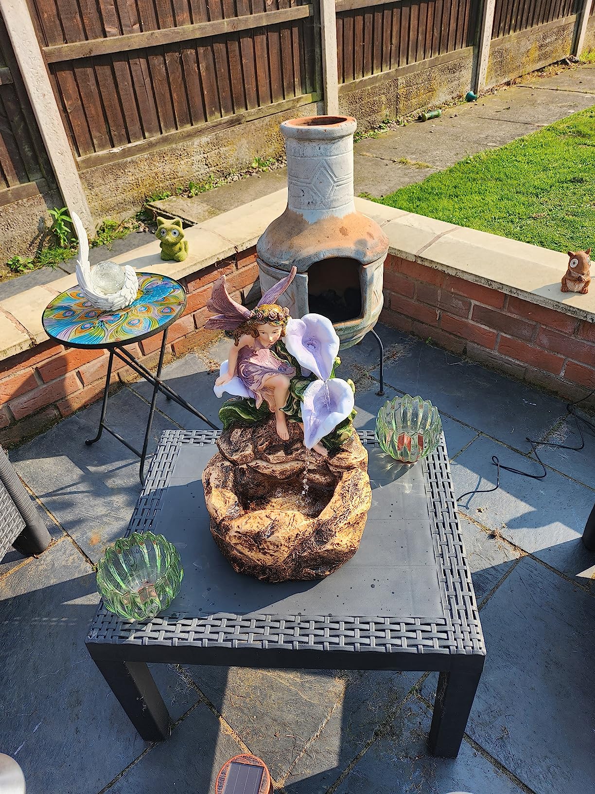 Festive Lights - 48.5cm Solar Fairy Liliana Fountain Water Feature with ...