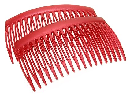Amazon.com : France Luxe 18 Tooth French Side Comb Pair - Matte Red ...