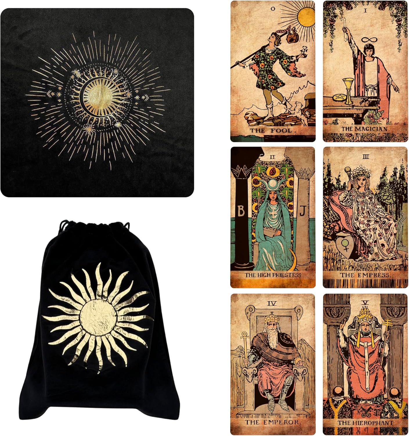 Amazon.com: CRAFTERIAN Set of Light Tarot Cards with Cloth and Bag ...