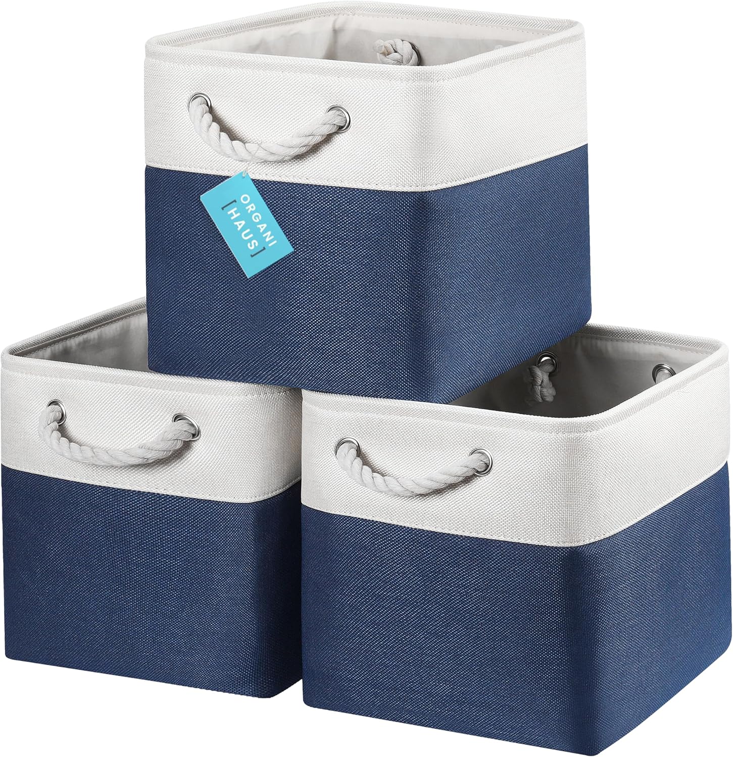 OrganiHaus 28x28 Cube Storage Bins Set of 3, Fabric Cube Baskets for ...