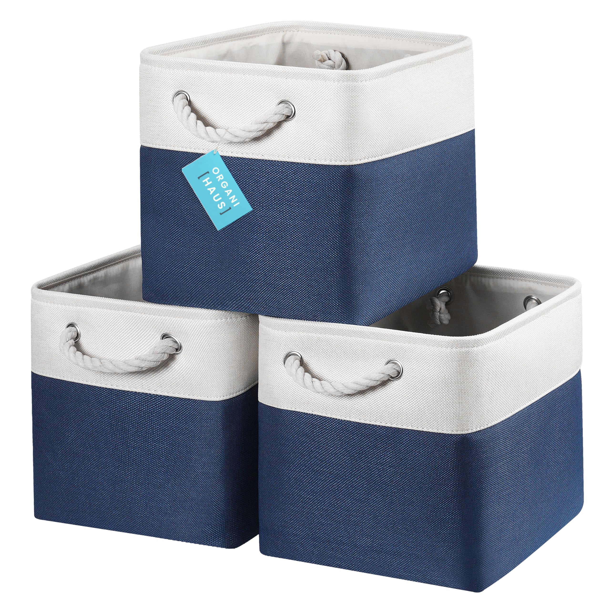 OrganiHaus 28×28 Cube Storage Bins Set of 3, Fabric Cube Baskets for ...
