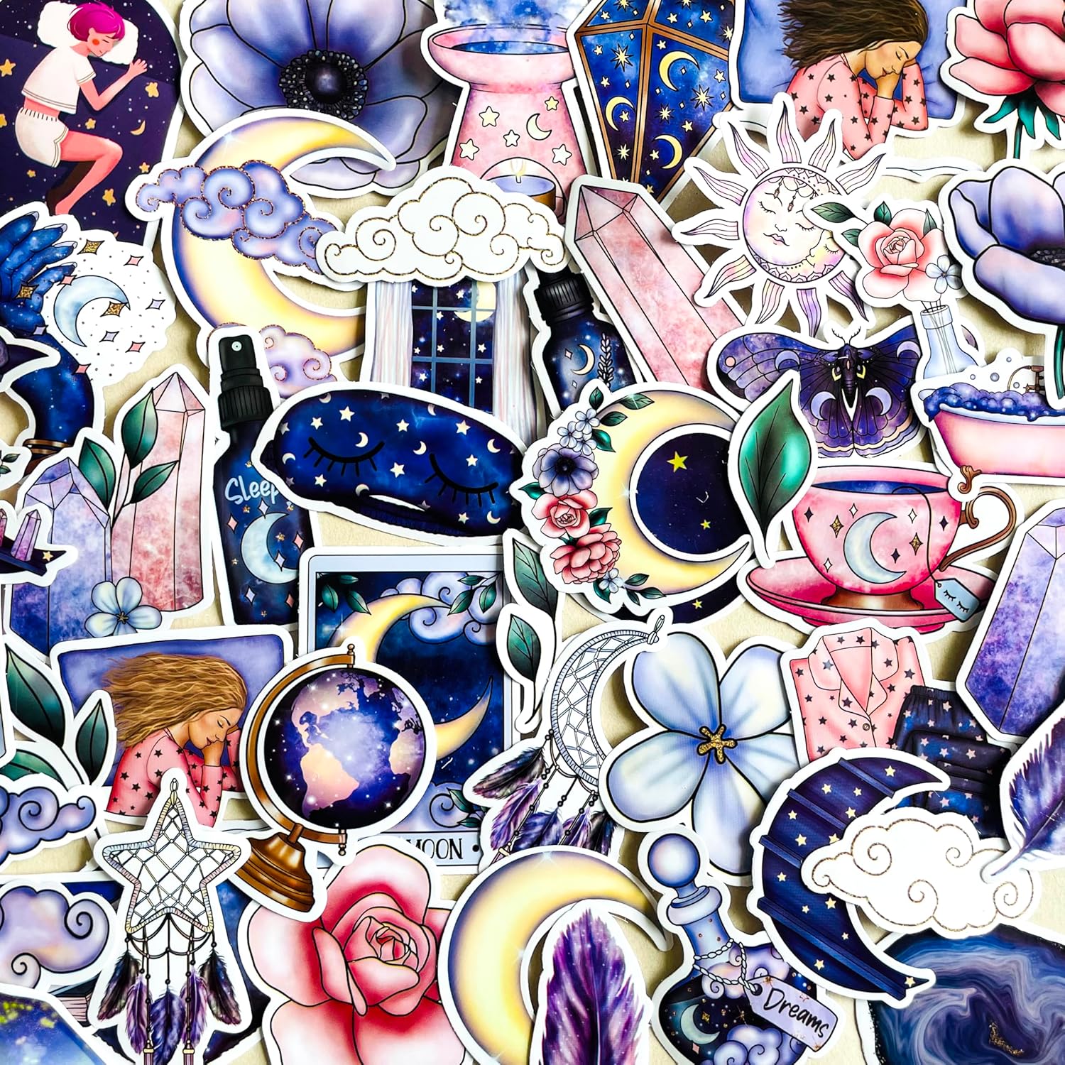 Amazon.com: 50Pcs Fantasy Moon & Celestial Vinyl Stickers – Aesthetic ...