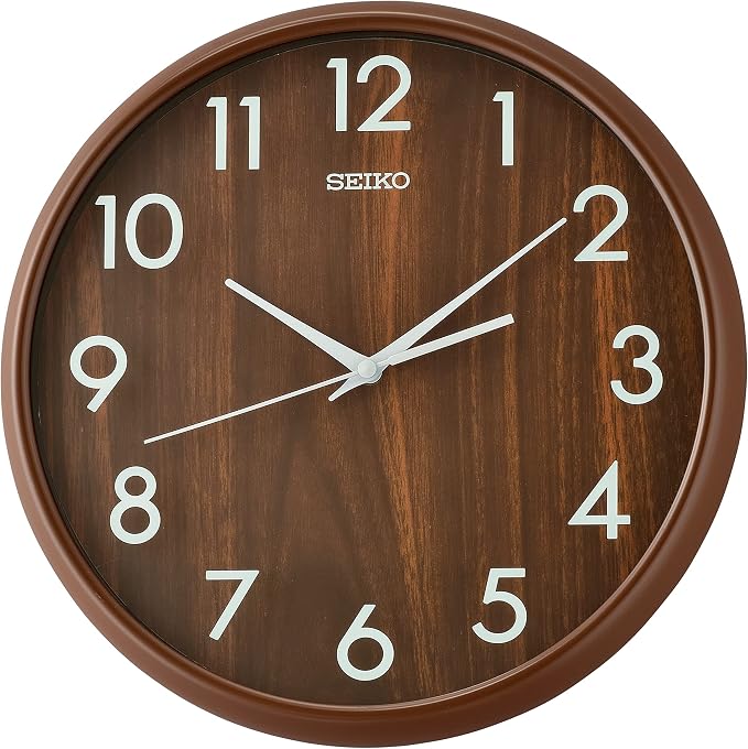 Amazon.com: SEIKO QXA810BLH Faux Wood Non Ticking Wall Clock, Dark ...