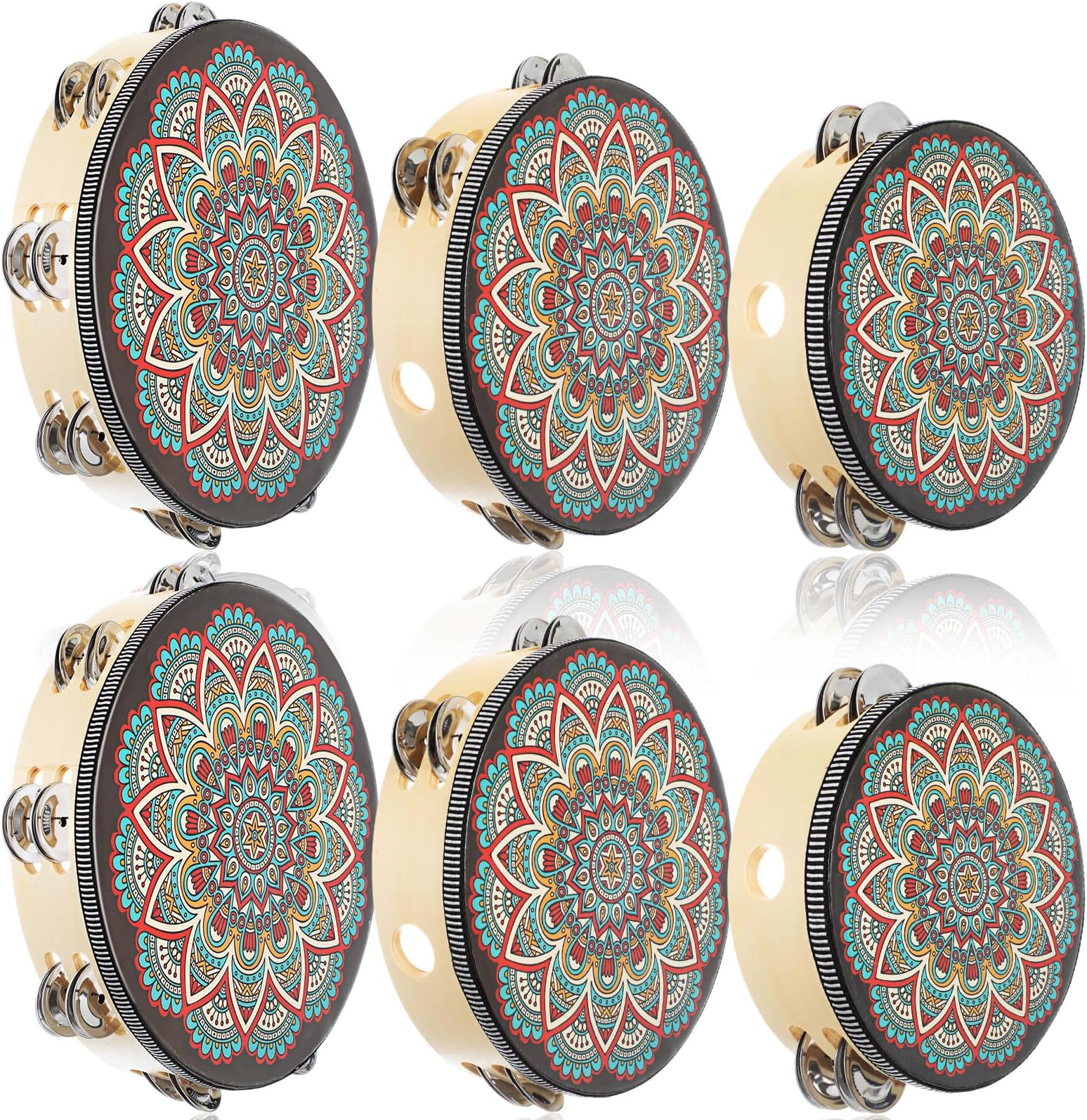 Amazon.com: Reginary 6 Pcs Tambourines for Adults Hand Drum Radiant ...
