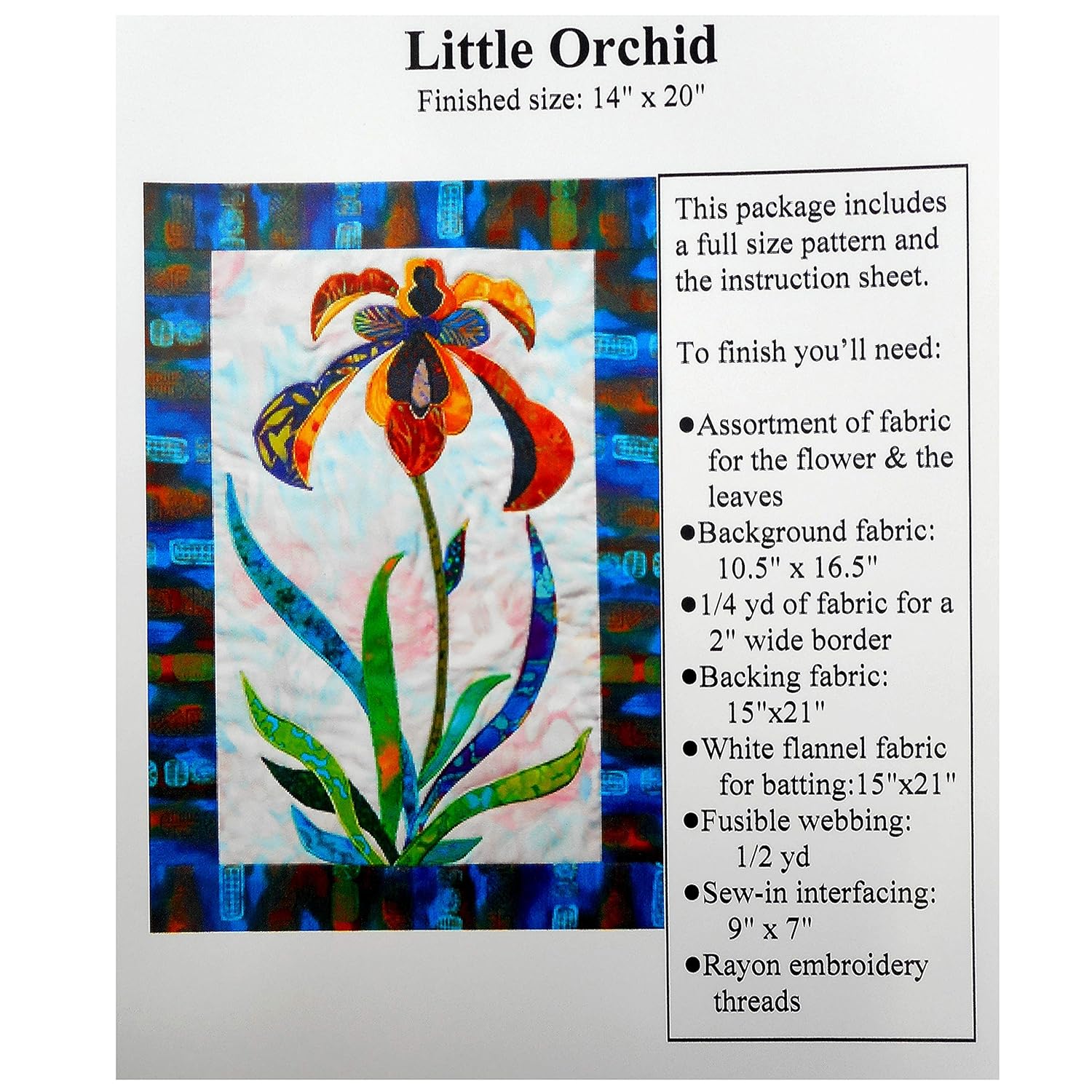 Amazon.com: Little Orchid Full Size Applique Quilting Pattern and ...