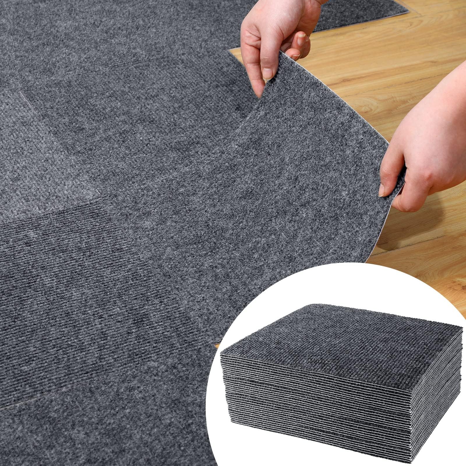 LOPYXBR 24PCS Brown Adhesive Carpet Squares 12x12 Peel and Stick Carpet ...