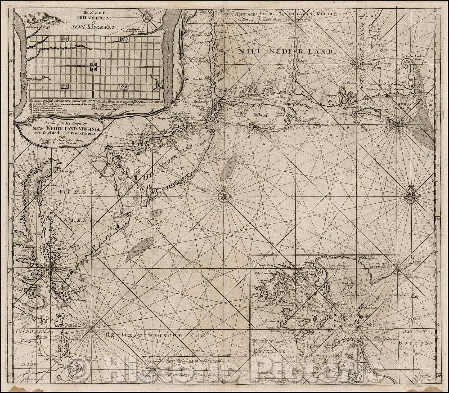 Amazon.com: Historic Map - A Chart of The Sea Coasts of New Neder Land ...