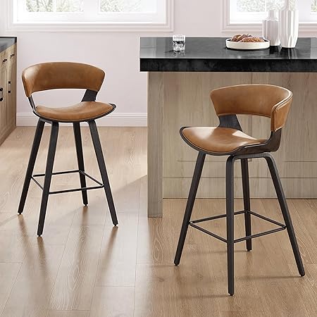 Amazon.com: Art Leon Bar Stools Set of 2, Mid Century Modern Counter ...