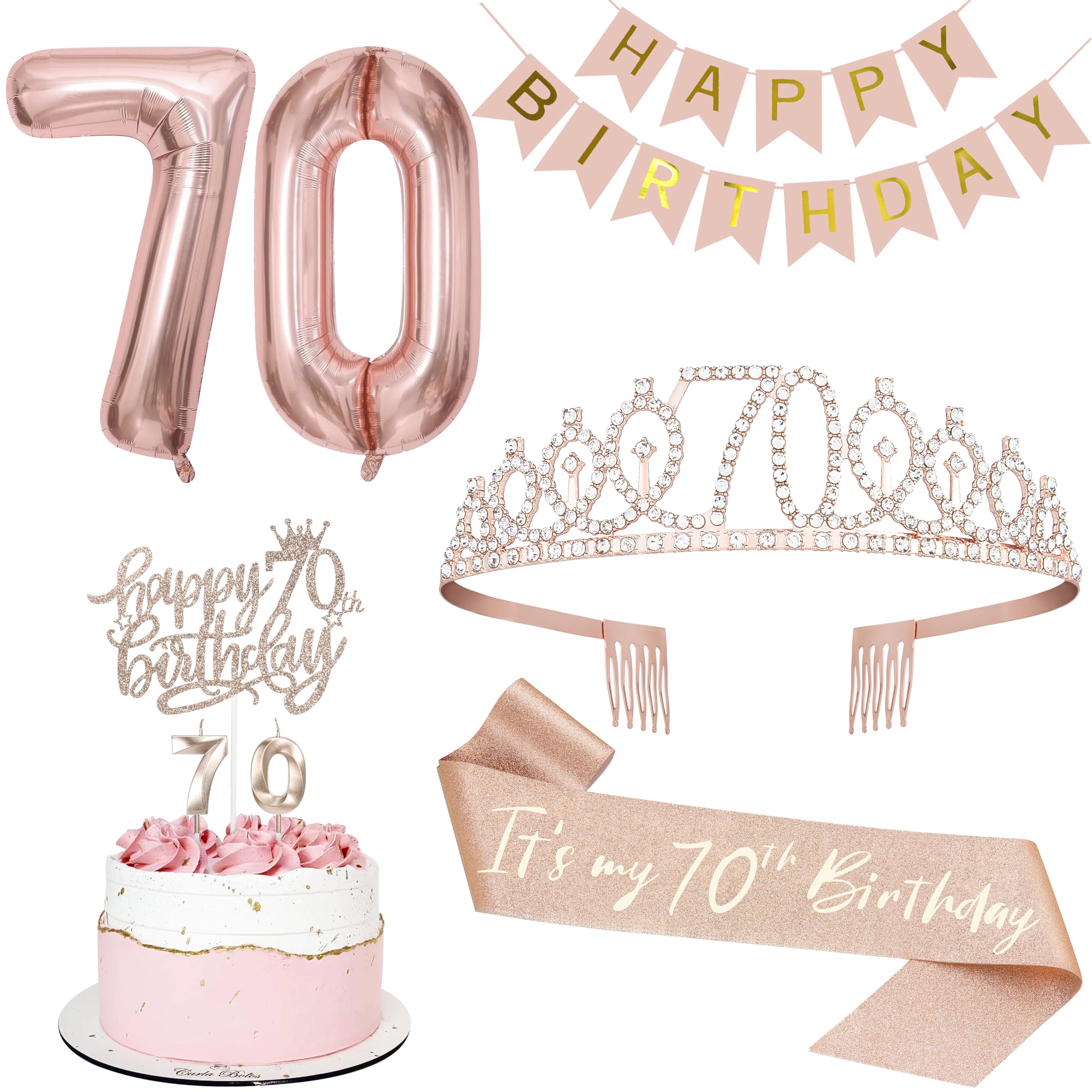 Snapklik.com : 70th Birthday Decorations For Women, Including 70th ...