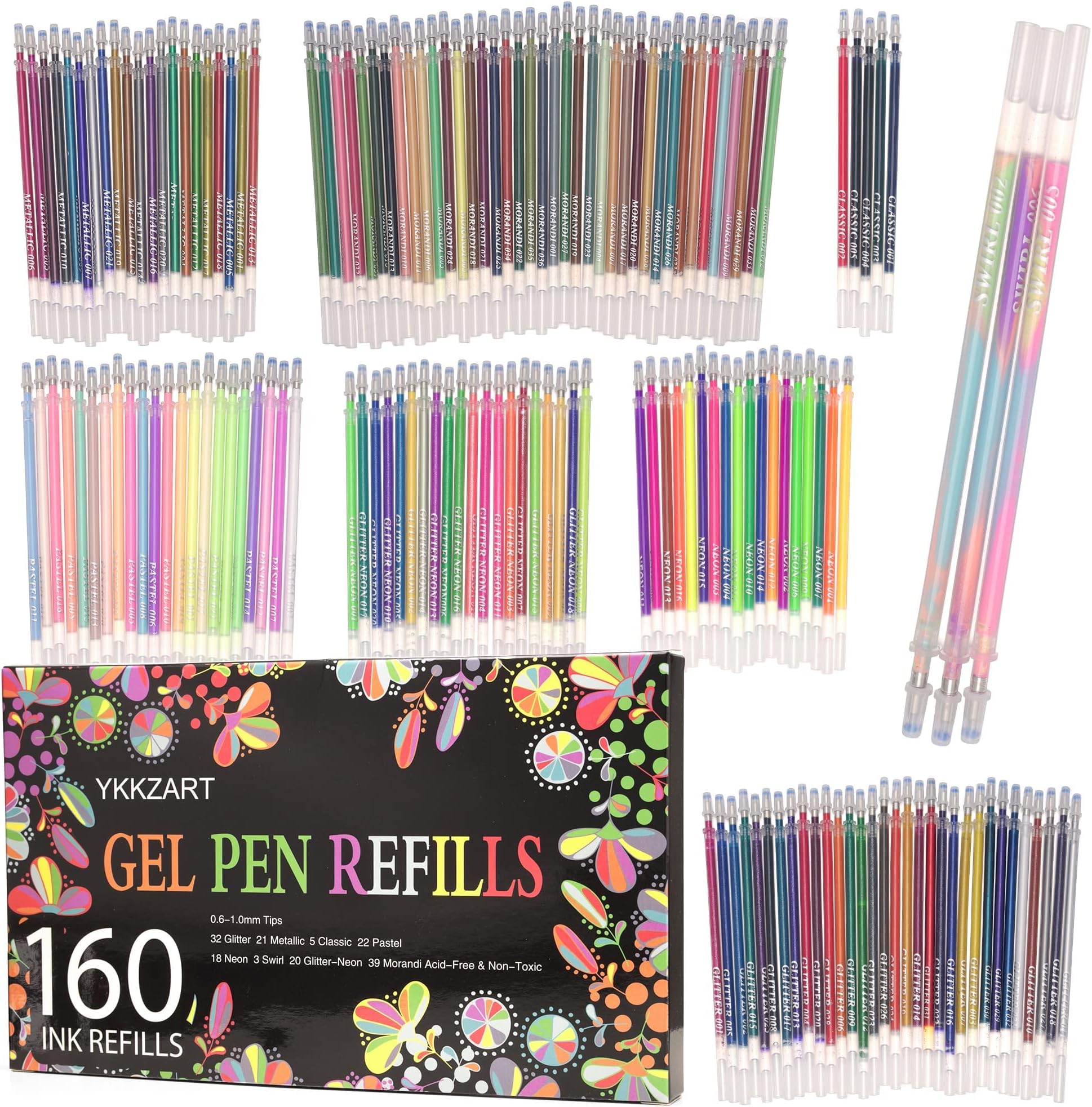 Amazon.com: NUOBESTY 50Pcs Gel Pens Refills Glitter Gel Pens Refills ...