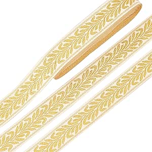 Amazon.com: PH PandaHall 10 Yards Gold Jacquard Ribbon 1 Inch Edge ...