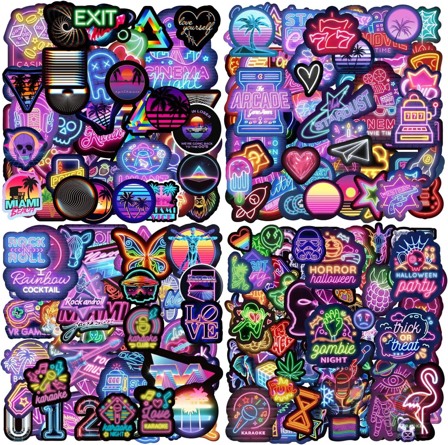 Amazon.com: 300+ Pieces Cool Neon Stickers Book for Laptop Phone Case ...
