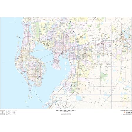 Amazon.com : Hillsborough County, Florida Zip Codes - 48" x 36 ...