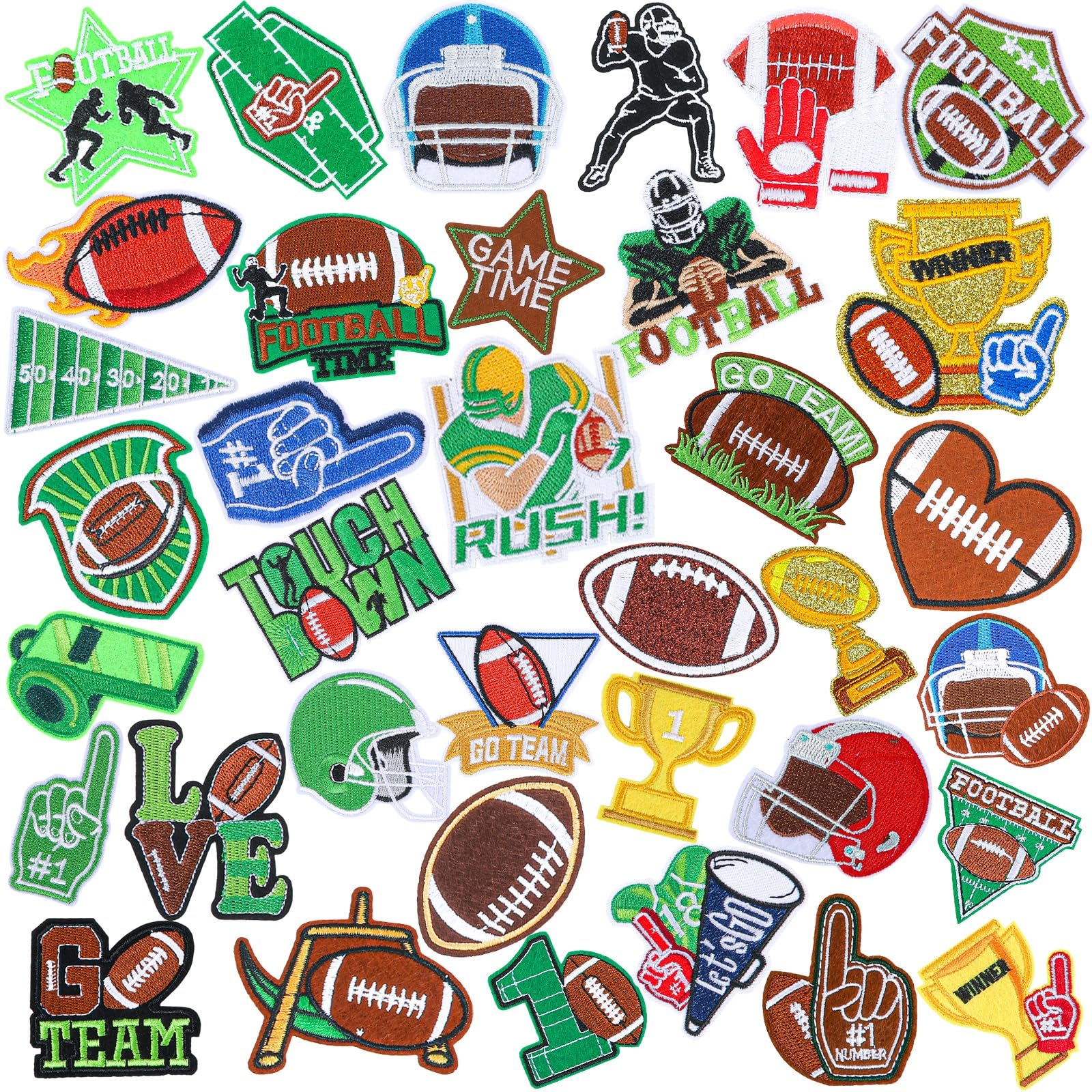 Amazon.com: AUGSUN 36pcs Football Theme Iron On Patches Embroidered Sew ...