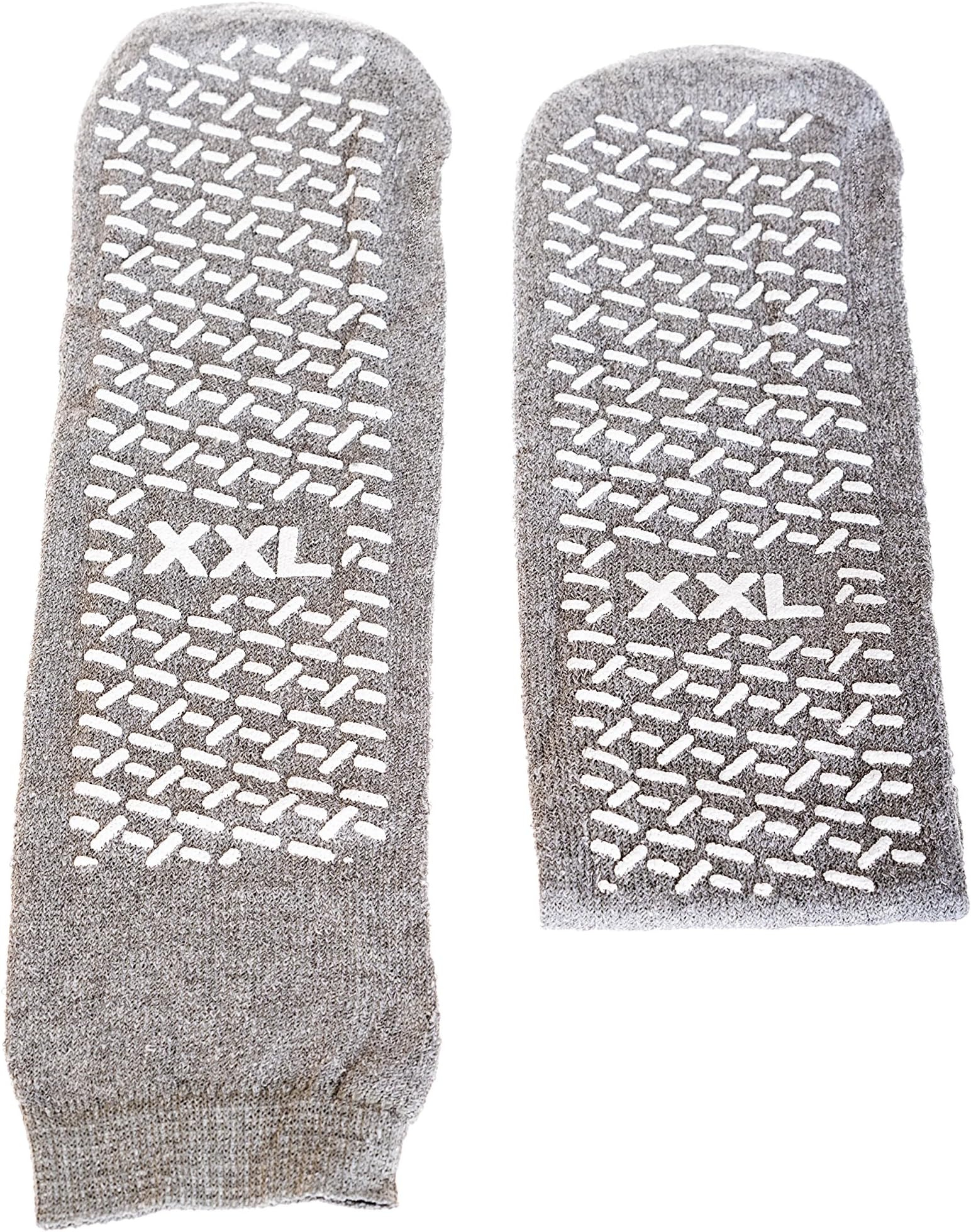 XX-Large Slip-Stop Single Tread Slipper Socks - Grey (3 Pairs) at ...