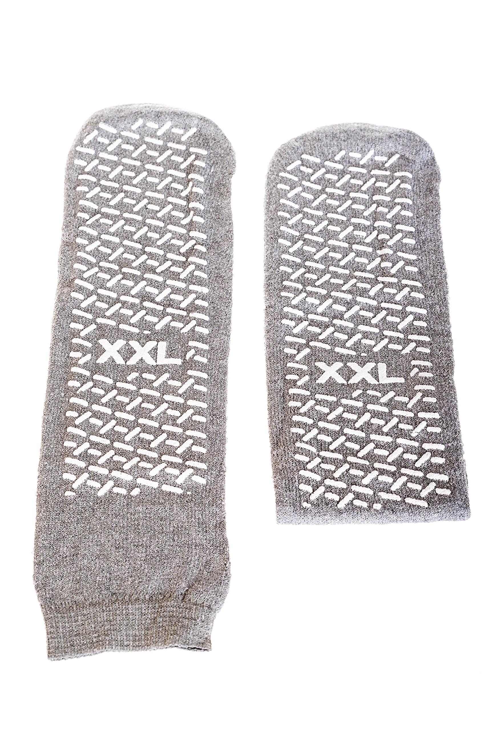 XX-Large Slip-Stop Single Tread Slipper Socks - Grey (3 Pairs) at ...