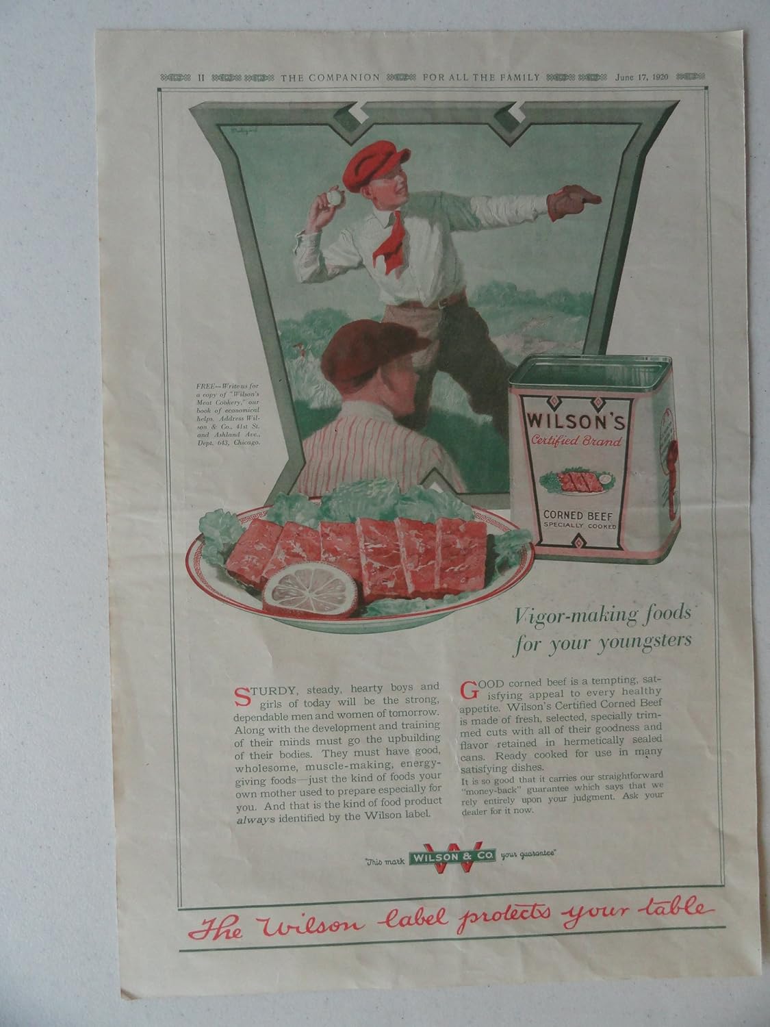 Amazon.com: Wilson's Corned Beef,Antique ad. full page 10 1/2"x 16 ...