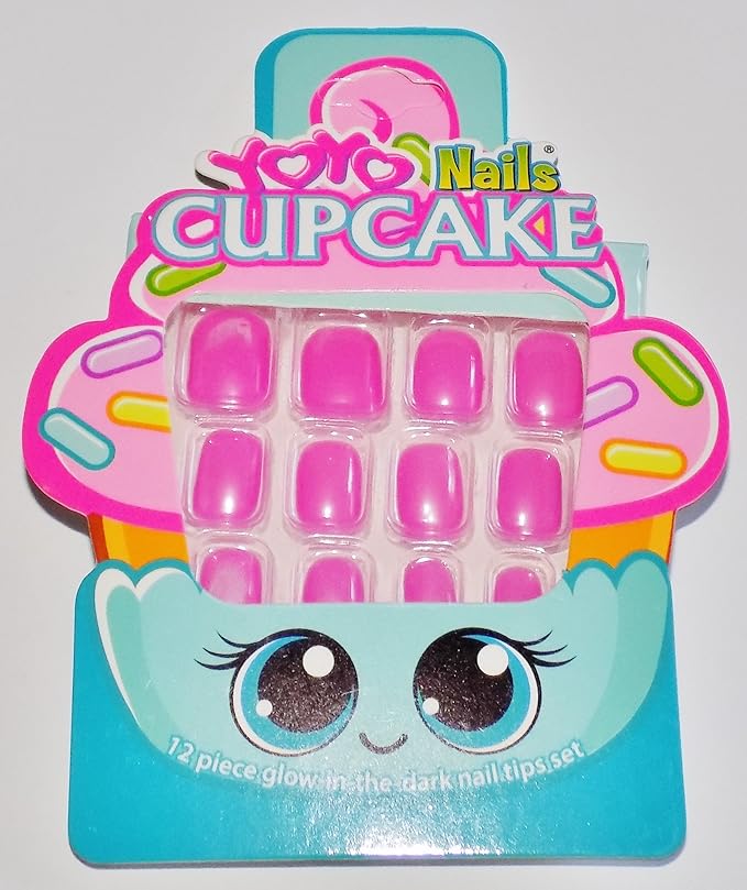 Amazon.com: Yoyo Nails Cupcake 12 Piece Glow-in-the-Dark Nail Tip Set ...