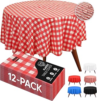 Amazon.com: Utopia Kitchen 12 Pack Premium Red Checkered Plastic Table ...