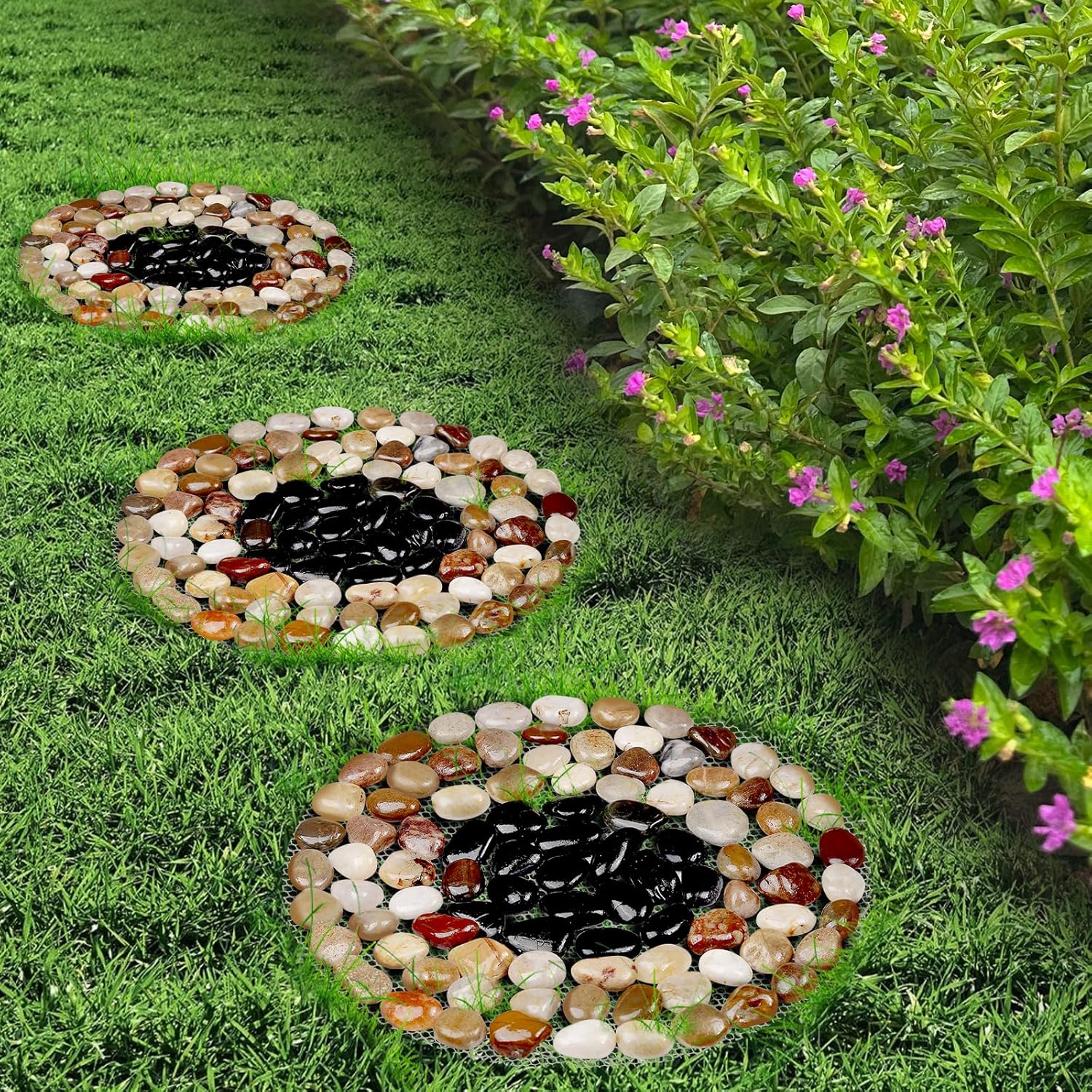 6 Inch Round Landscaping Rocks Assorted Browns Natural Decorative