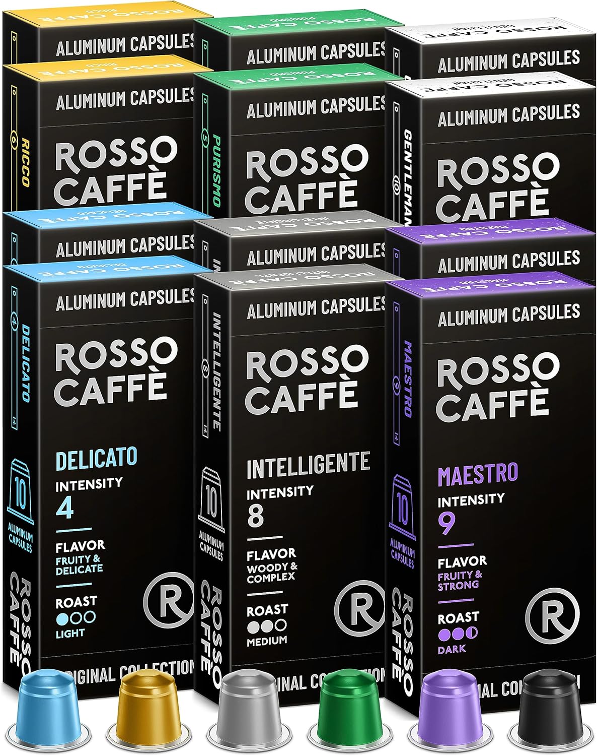 Rosso Caffè Coffee Capsules for Nespresso Original Line Machine — 120 ...