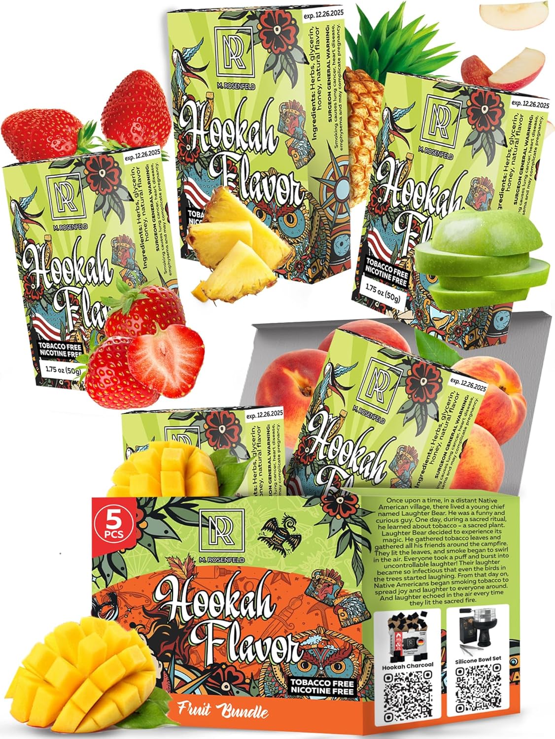 Amazon.com: M. ROSENFELD Fruit Hookah Flavors Set - 5 x 50g Fruit Set ...