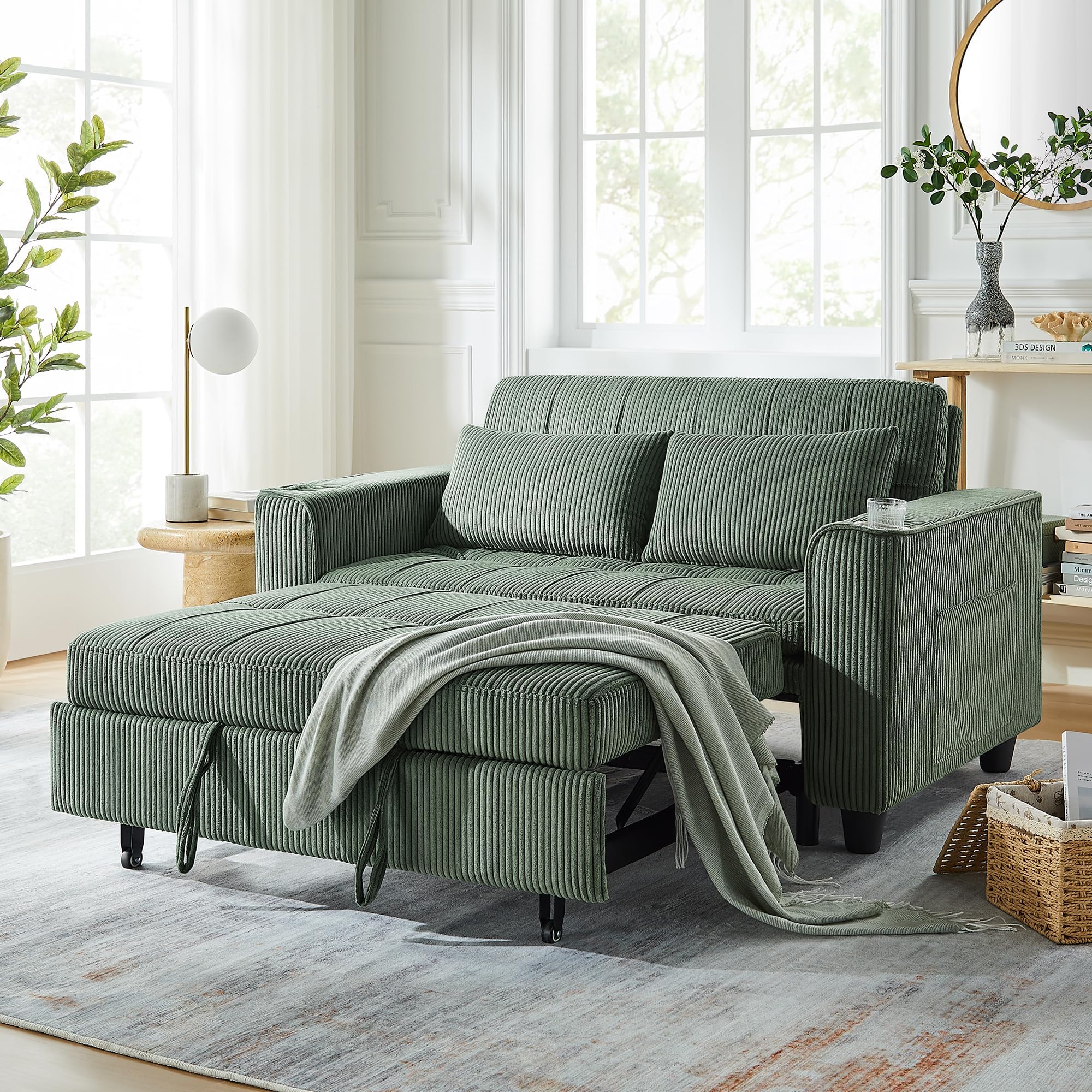 Amazon.com: 3 in 1 Convertible Sleeper Sofa Pull Out Couch Bed , Modern ...