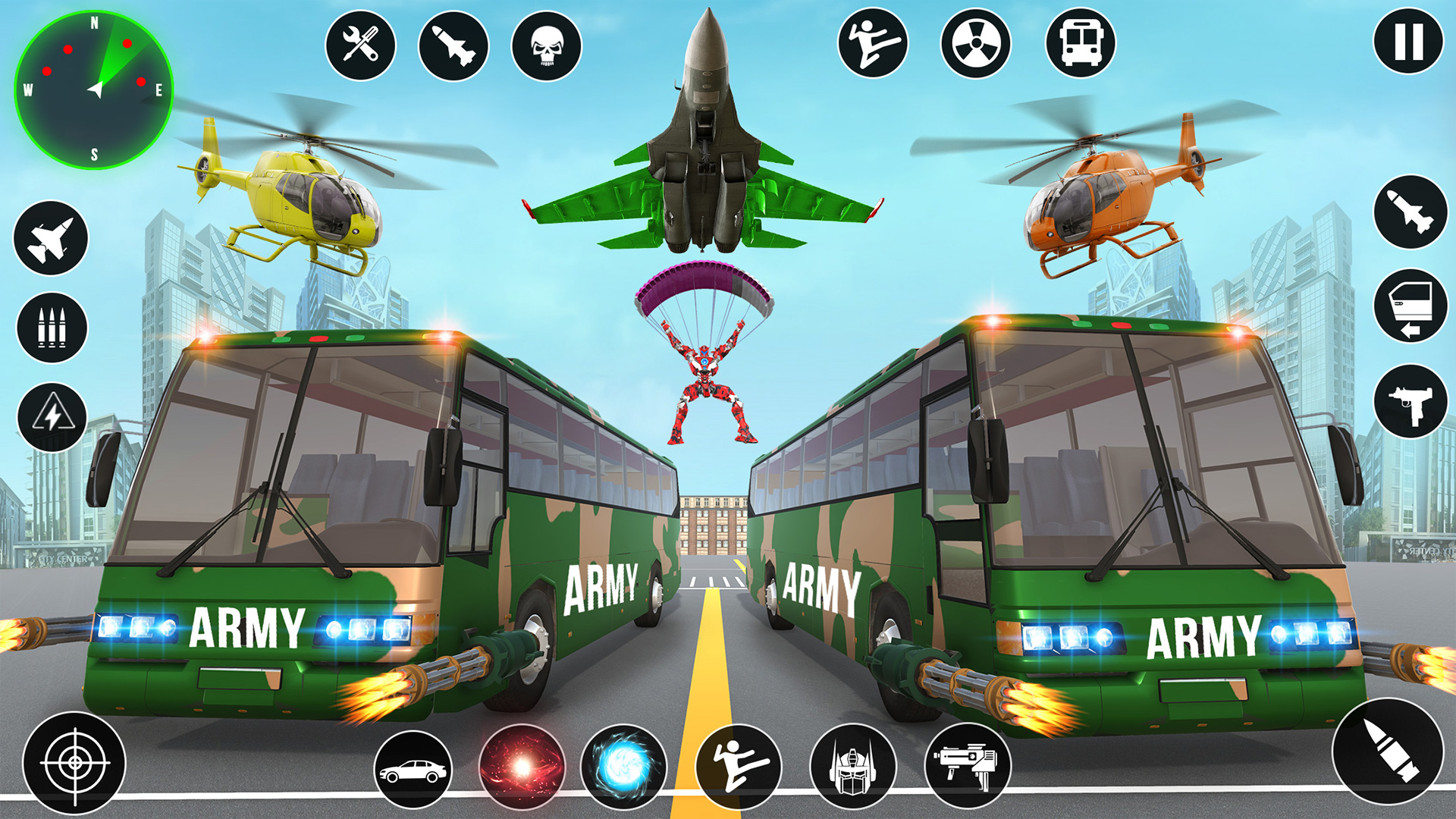 US Army Robot Tanks Of War Robot Transform Flying School Bus ...