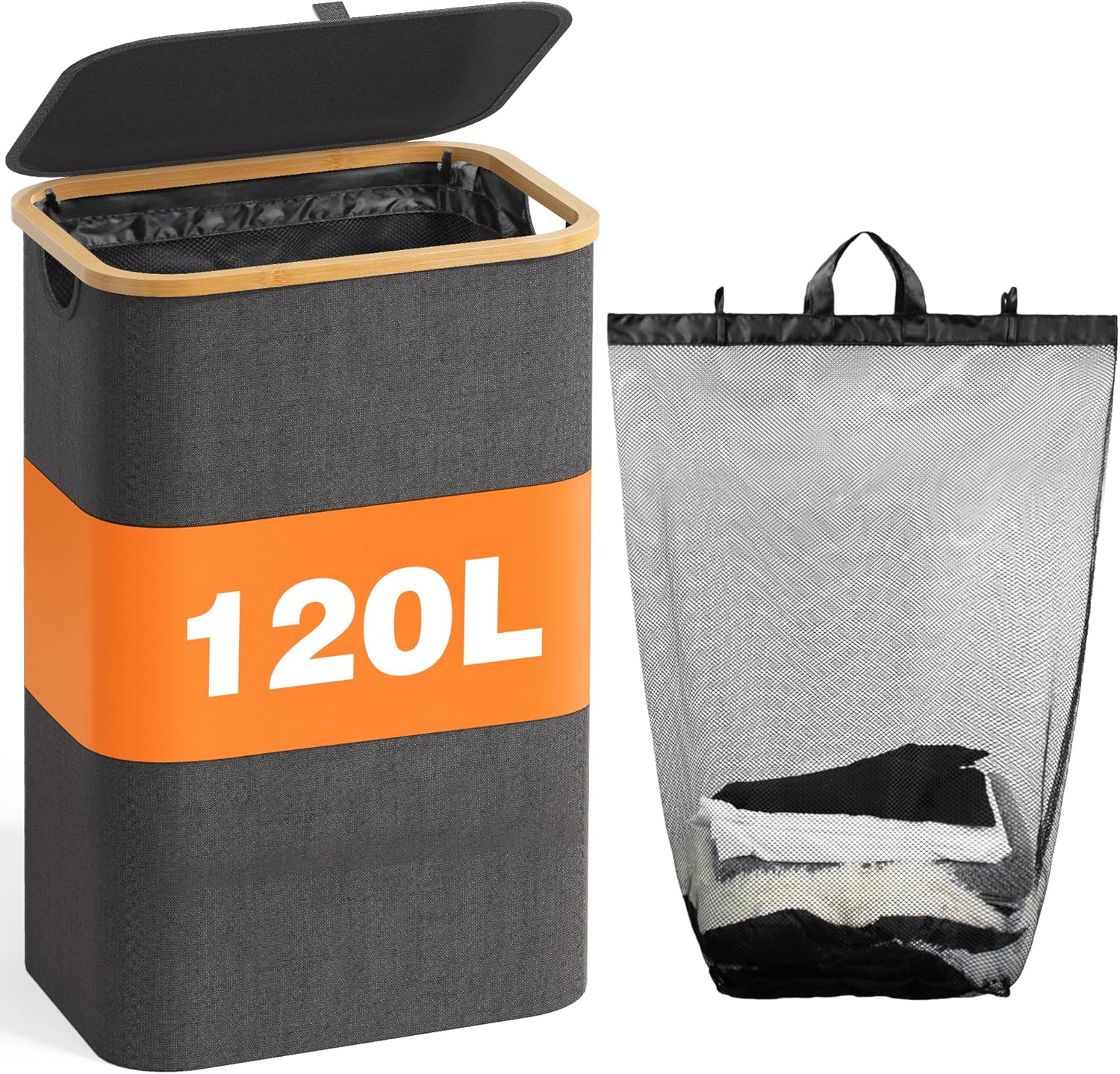 Amazon.com: Bathola 120L Laundry Hamper with Lid, Dirty Clothes Hampers ...