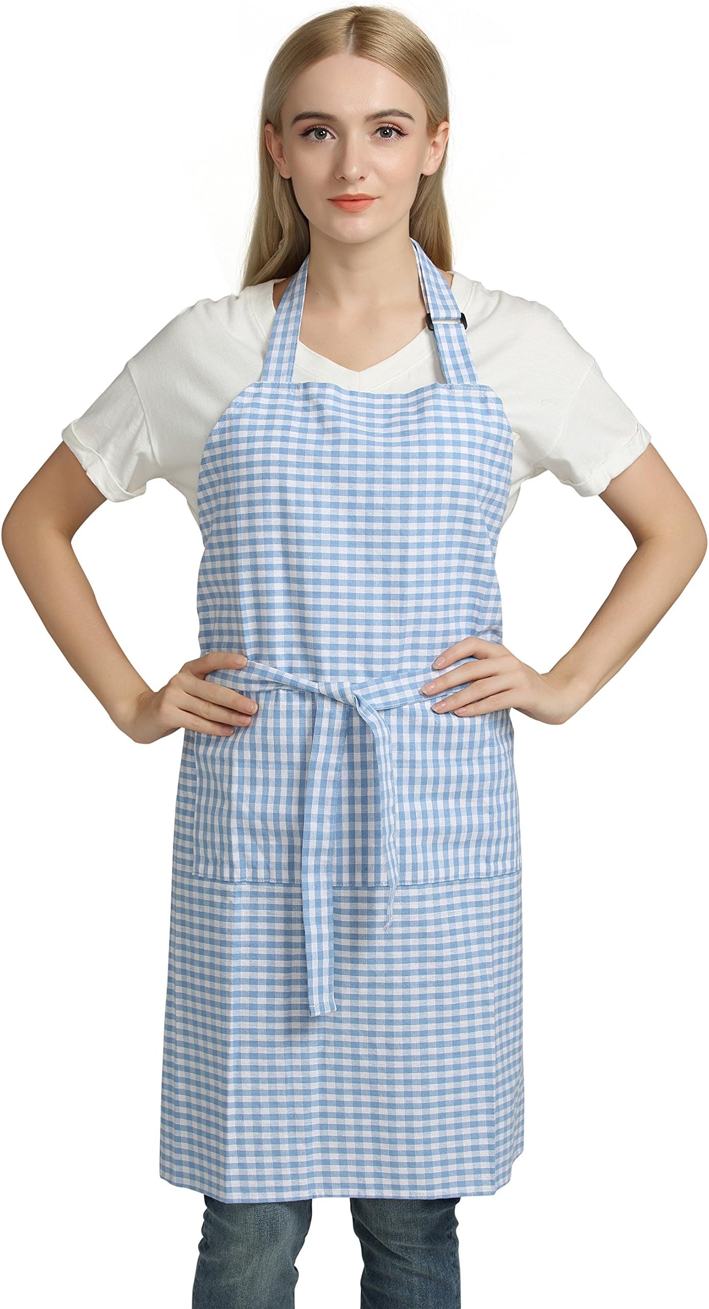 Amazon.com: Vintage Gingham Kitchen Aprons Chef Bib Canvas Aprons ...
