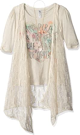 Amazon.com: Beautees Girls' Big 2 Pc. Crochet Duster Over S/s Screen ...