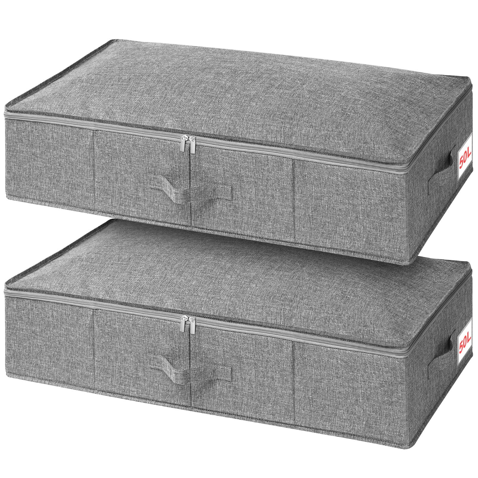Huquter Underbed Storage Boxes with Lids 50L, 2 Pack Under Bed Storage ...