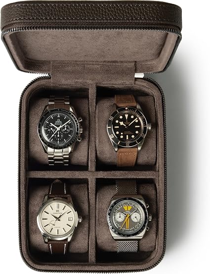 Amazon.com: TAWBURY Watch Case - 4 Slot Genuine Top-Grain Leather Watch ...