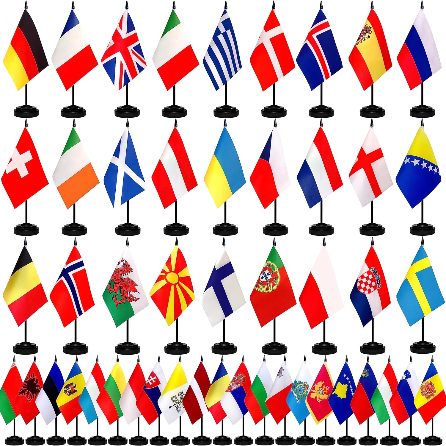 Amazon.com: TSMD Europe European 48 Countries Desk Flags Set Small Mini ...